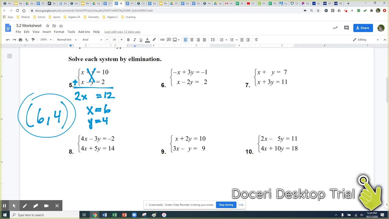 IN CLASS VIDEO Solving systems with substitution and Elimination ...