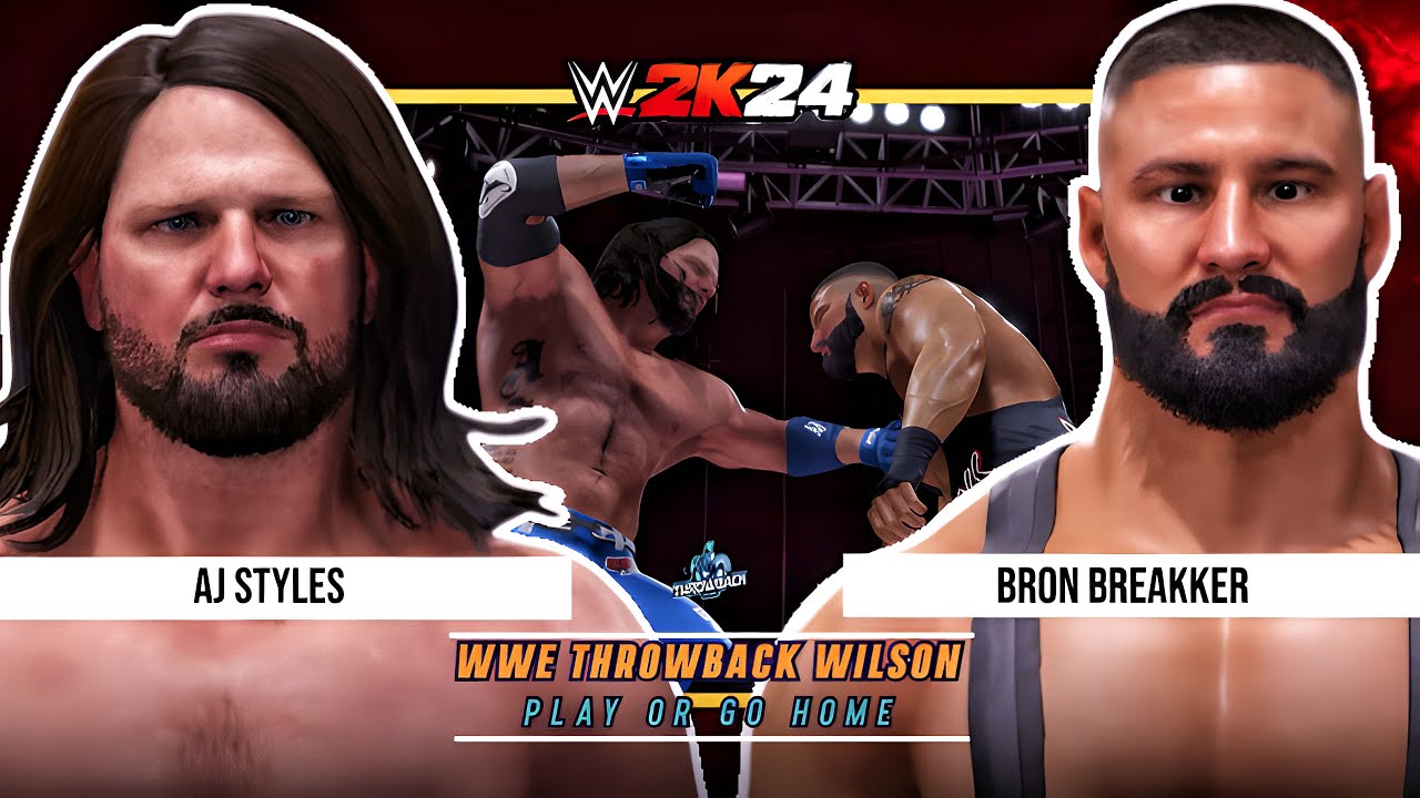 🎯WWE 2K24 | AJ Styles vs Bron Breakker: Epic Showdown | Full Match ...