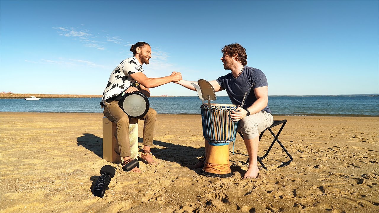 Darbuka, Djembe, Guitar, Riq Beach Jam - Mistaken Enemy - YouTube