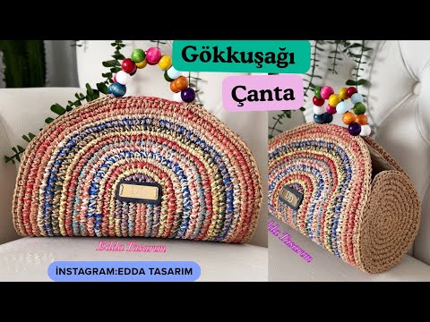 🌈GÖKKUŞAĞI ÇANTA yapıyoruz..rengarenk hasır çanta#diy #elişi#handmade #bag#fyp#örgü#crochet#keşfet 
