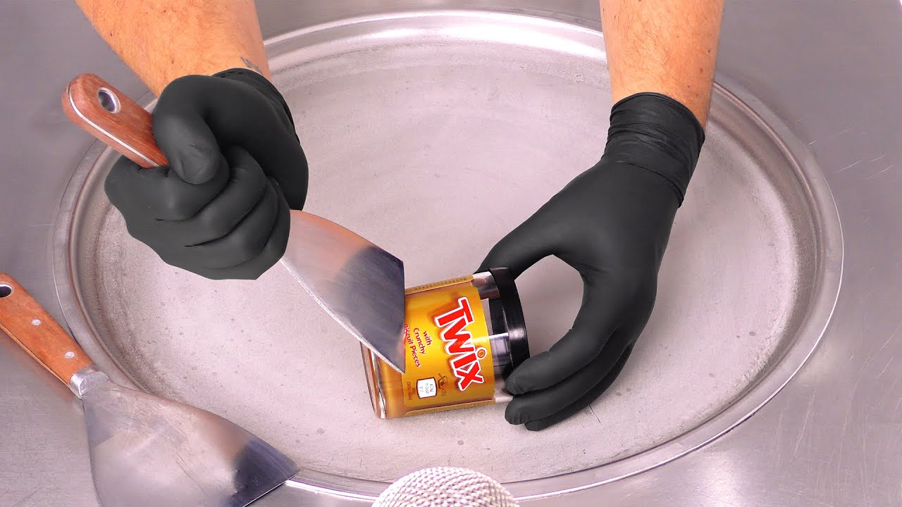 TWIX ASMR with Chocolate & Caramel Spread | Ice Cream Rolls - fast ASMR ...