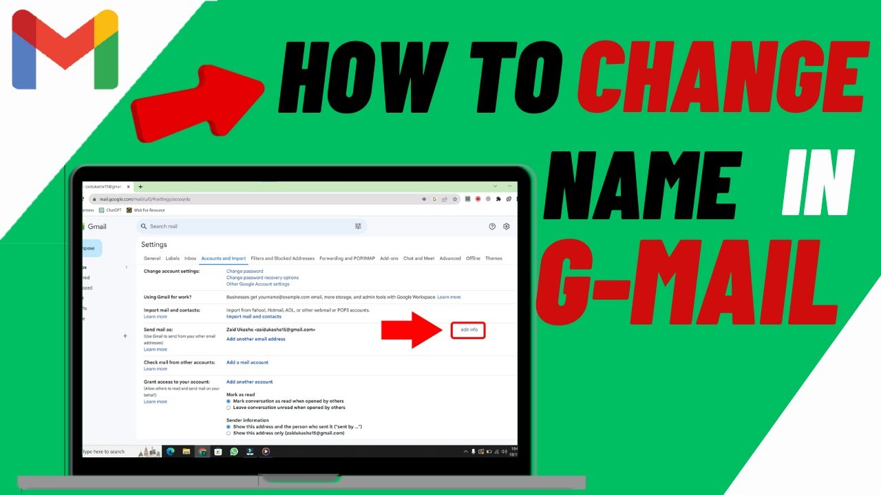 How To Change Name In Gmail Account In Laptop/PC - IN 1 MINUTE - YouTube