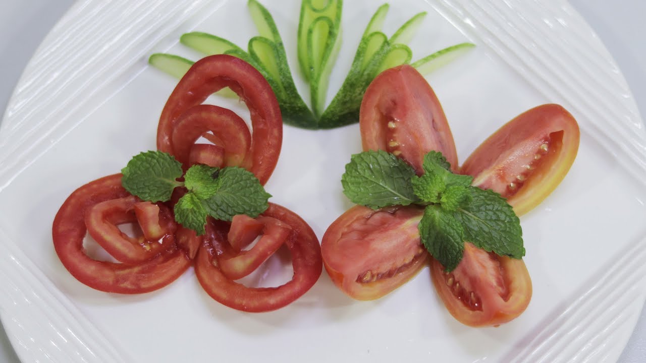 2 Simple Tomato Flower Carving Garnish - Art In Vegetable Carving ...