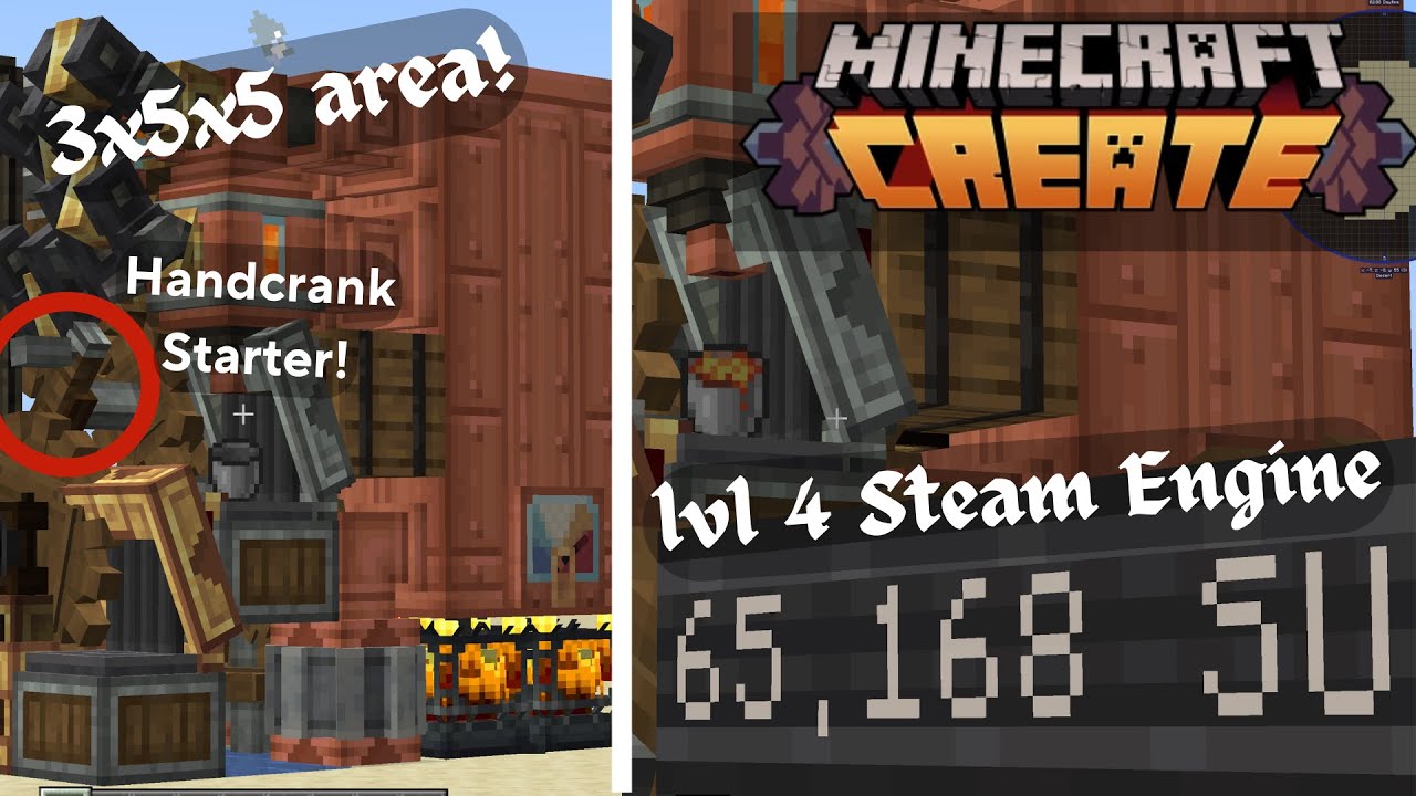 Create lvl 4 Steam Engine: Compact with Crank Start | Minecraft - YouTube