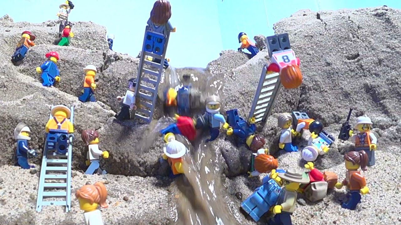 LEGO MINIFIGURES AND LEGO DAM BREACH DISASTER - YouTube
