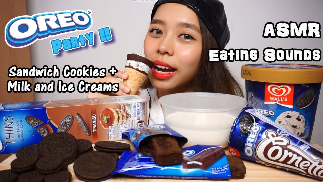 Asmr Oreo Sandwich Cookies And Ice Creams Crunchy Eating Sounds No