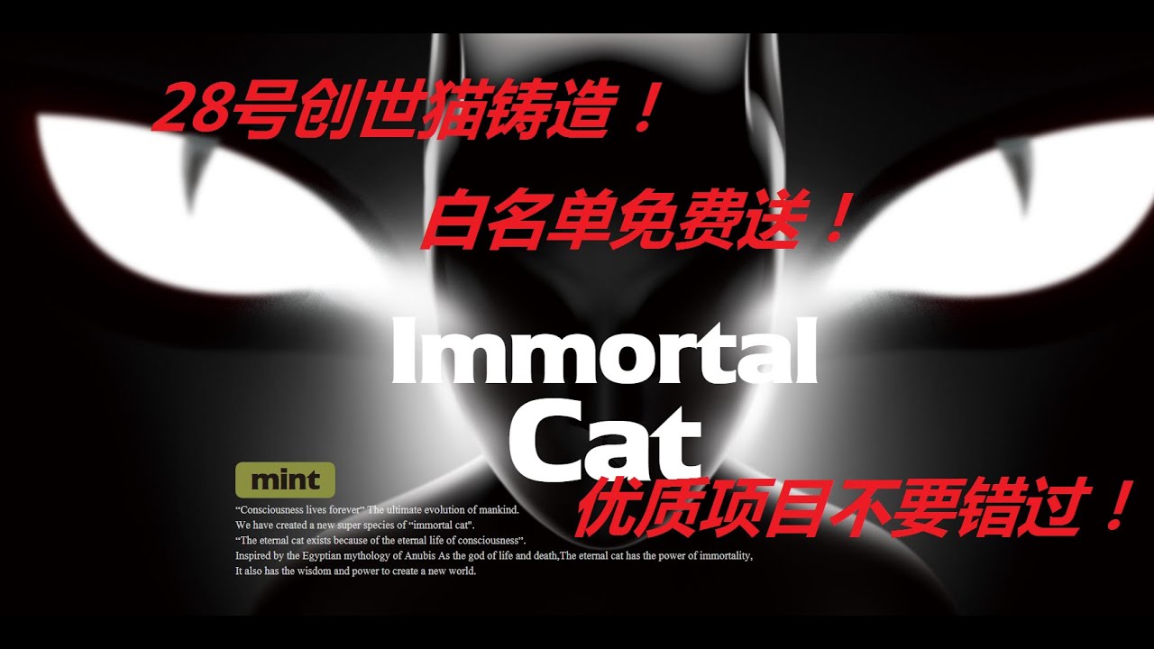 链游资讯：Immortal Cat 本月28日即将mint 已与优质项目Rarity Sniper和tenset合作 play to earn ...