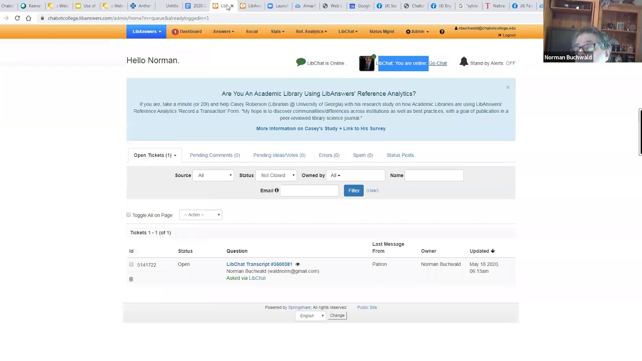 Part One Training on LibChat for Chabot Librarians - YouTube