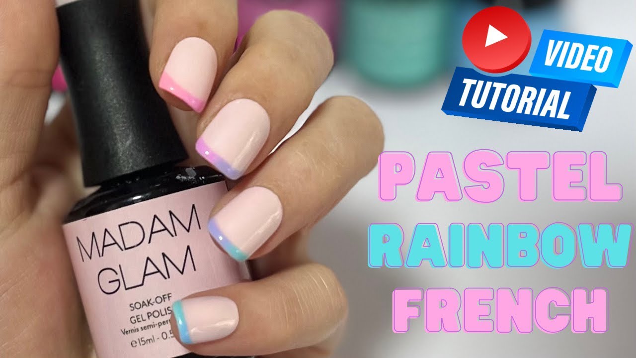 Rainbow French Nail Tutorial🌸🌈 - YouTube