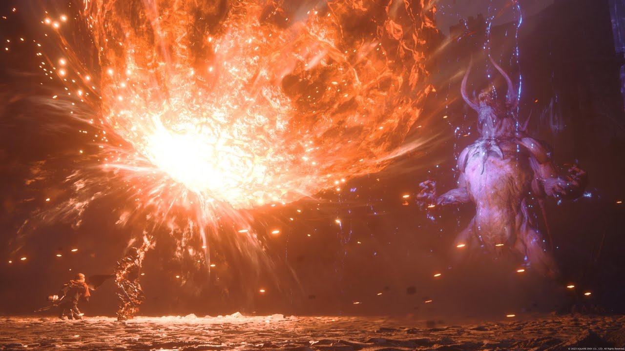 FINAL FANTASY XVI - Behemoth Boss Fight - Clive and Joshua Team Up to ...