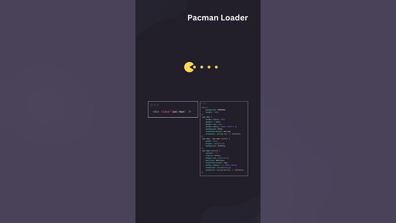 Create Amazing Pacman Loader Using Html Css Shorts Csstutorial Code Frontend Cssloader 