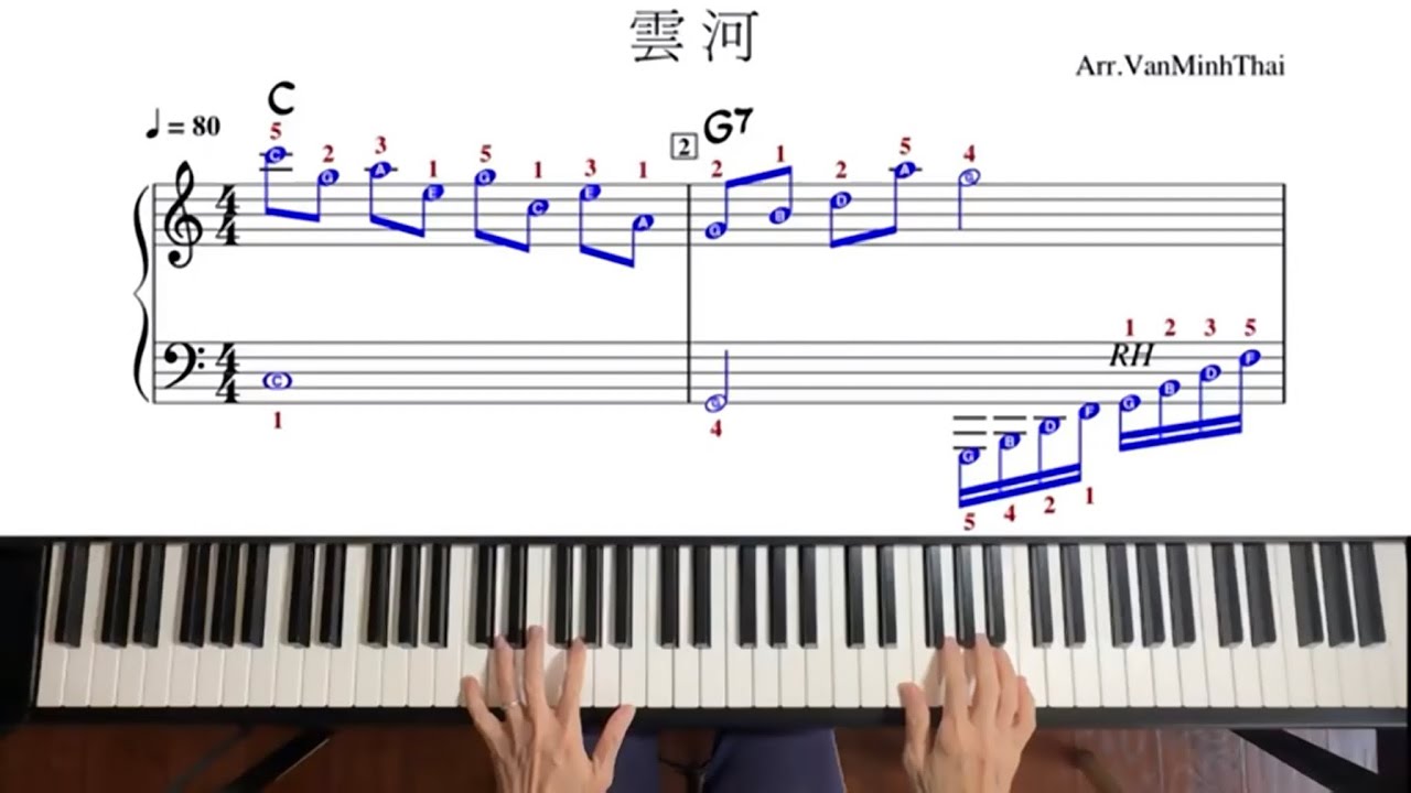 022 雲河 簡易鋼琴慢Slow & SlowRock版 樂譜顯示EasyPianoCover Sheet Music - YouTube