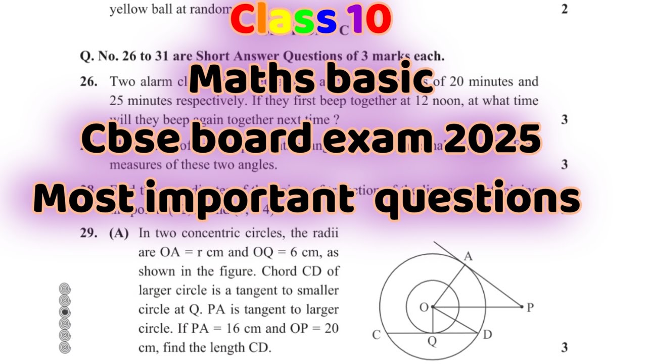 Class 10 maths basic cbse board exam paper 2025||Most important ...