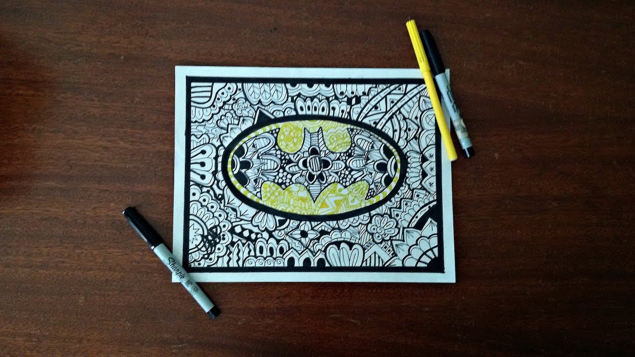 Dibujando:"Batman"(Drawing:"Batman")|ZentangleArt|Mandalas|LarryArt ...