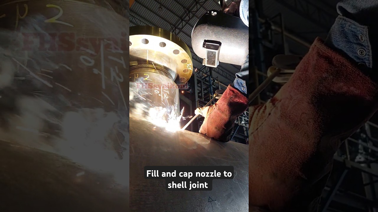 Fill and cap nozzle to shell joint #welding #engineering - YouTube