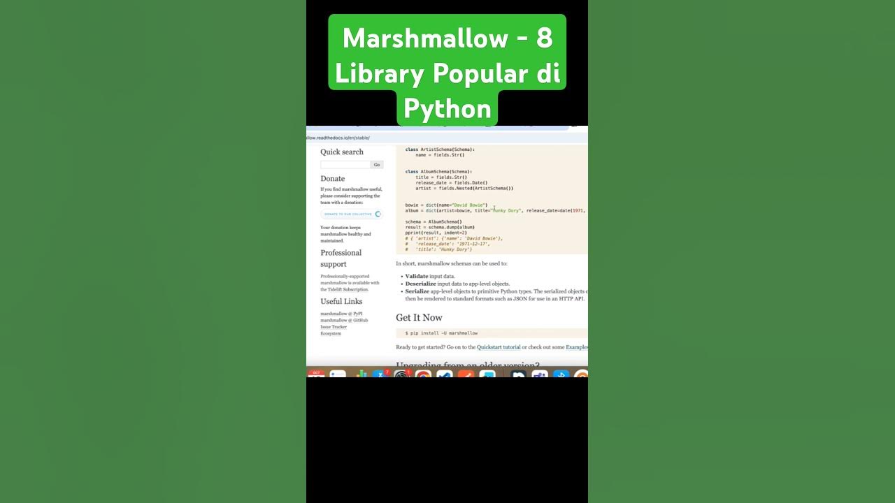 Marshmallow - 8 Library Popular di Python #coding #python #datascience #pythondeveloper - YouTube