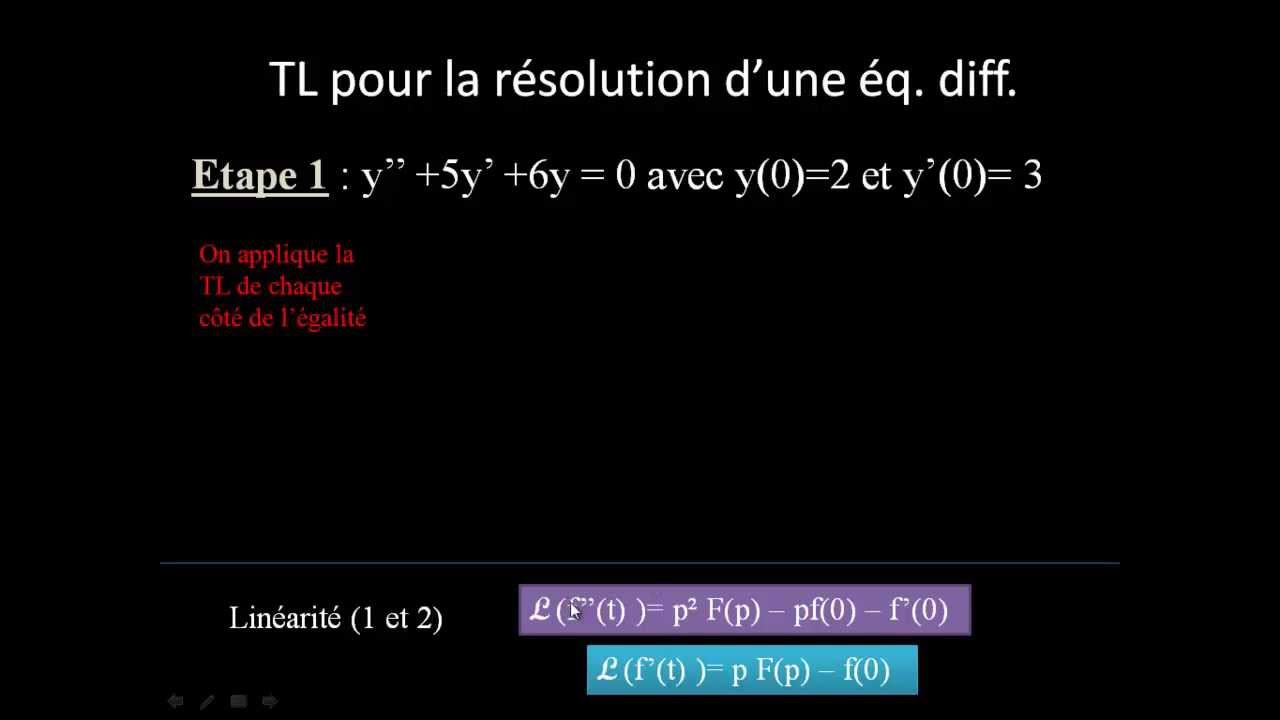 Laplace pour résoudre une équation différentielle : a) Transformée de ...