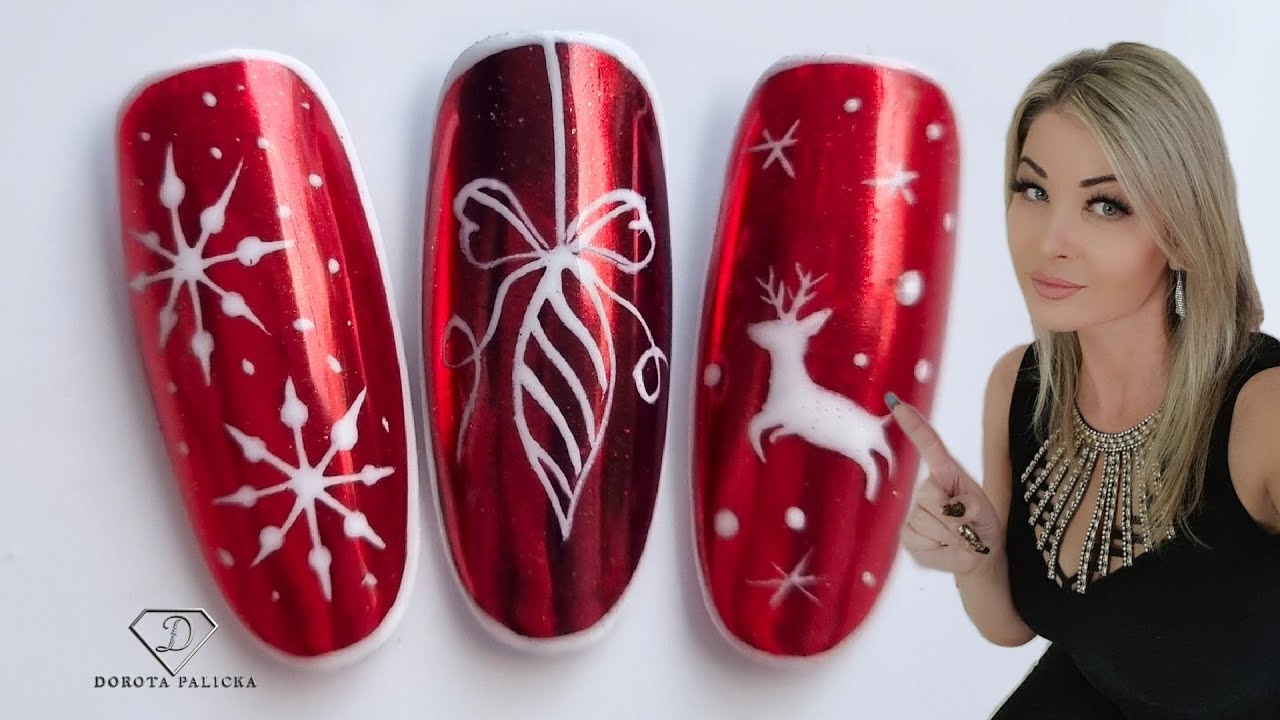 Red Chrome Nail Art Easy Christmas Nail Designs Chrome Christmas