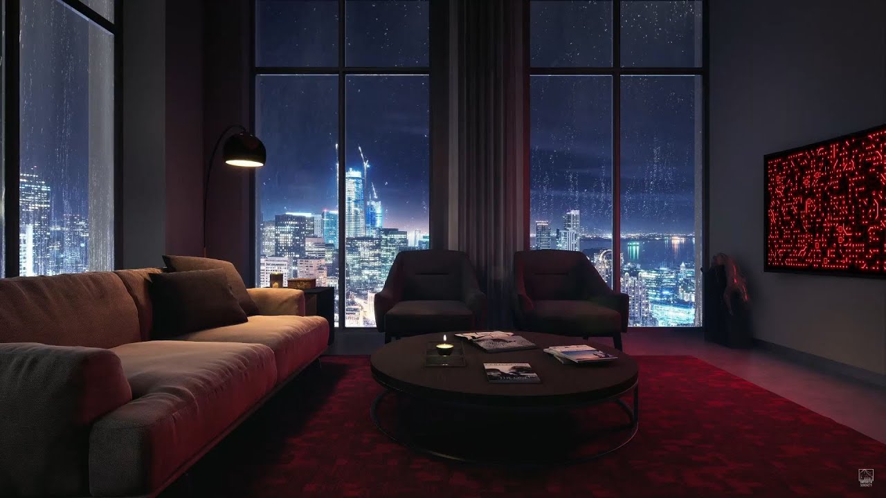 San Francisco Apartment Living Room Sounds of Rain, Wind, and ...