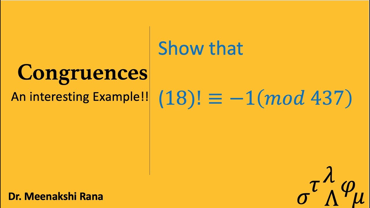 Congruences | Wilson Theorem | An Interesting Example - YouTube