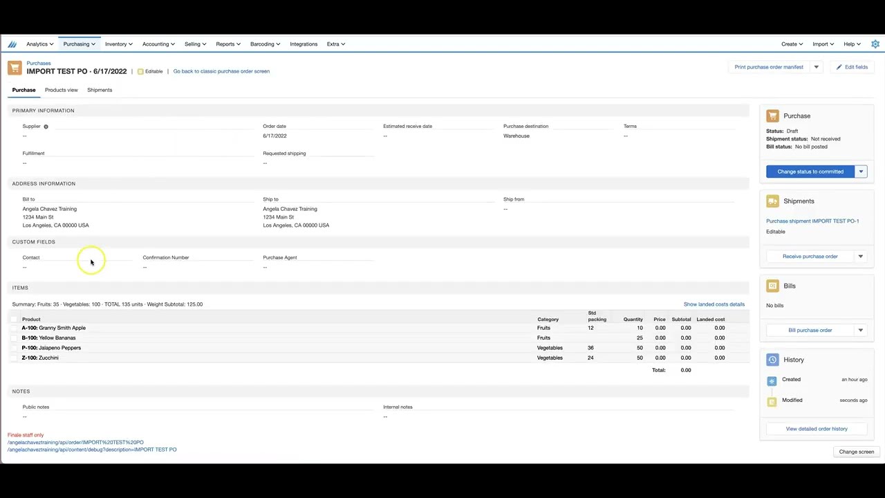 Importing products into a purchase order - YouTube