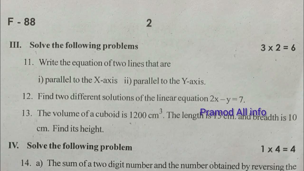 9th class FA-3 Mathematics model question paper 2022-2023 - YouTube
