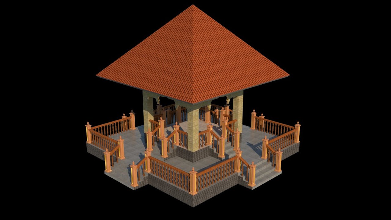 AutoCAD 3D Pagoda Modeling Tutorial Beginner (Basic) - YouTube