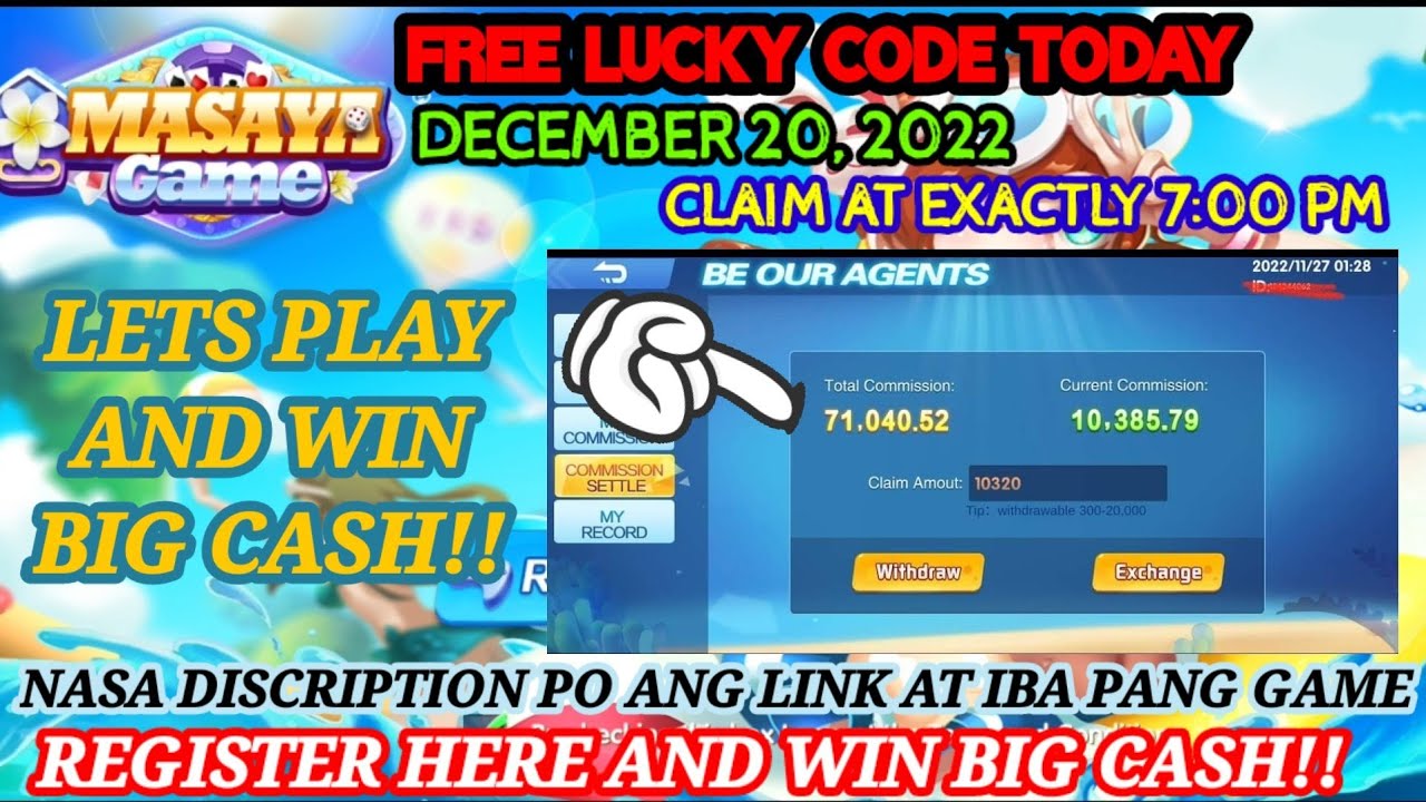 MASAYA GAME FREE LUCKY CODE TODAY DECEMBER 20, 2022 - CLAIM AT EXACTLY 7:00 PM - YouTube