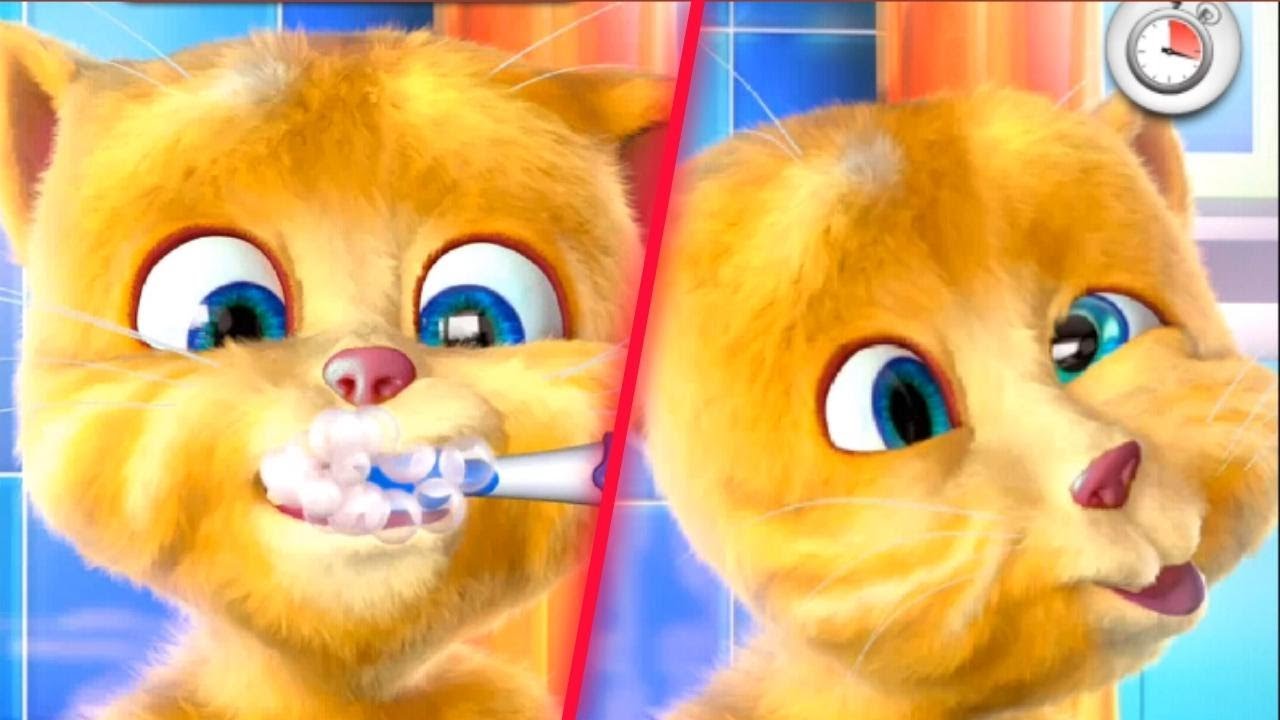 Talking Ginger Hitting Ginger and Brushing Teeth - YouTube