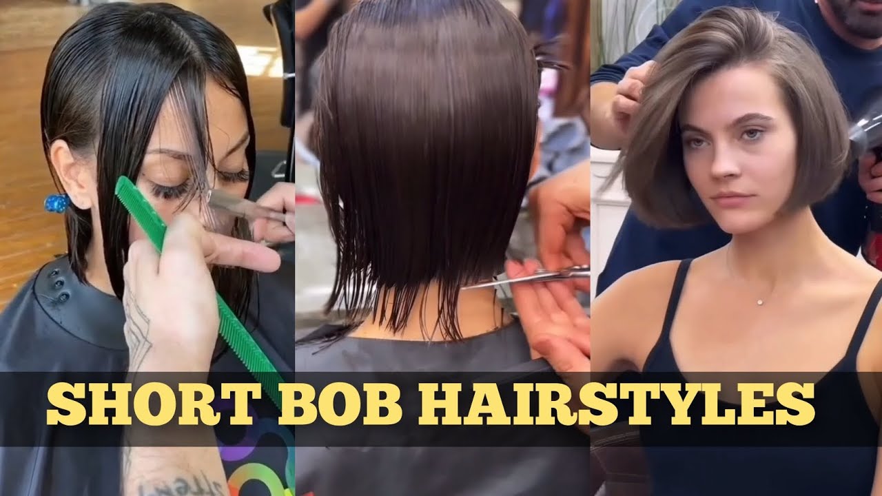 How to cut short bob haircut || Layered bob haircut popular Haircut ...