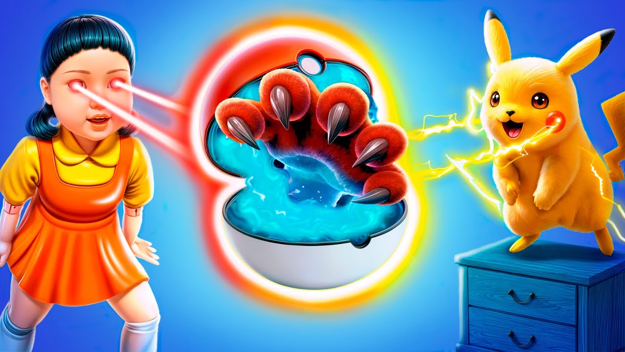 Squid Game Doll vs Pikachu! Pokemon in Squid game! - YouTube