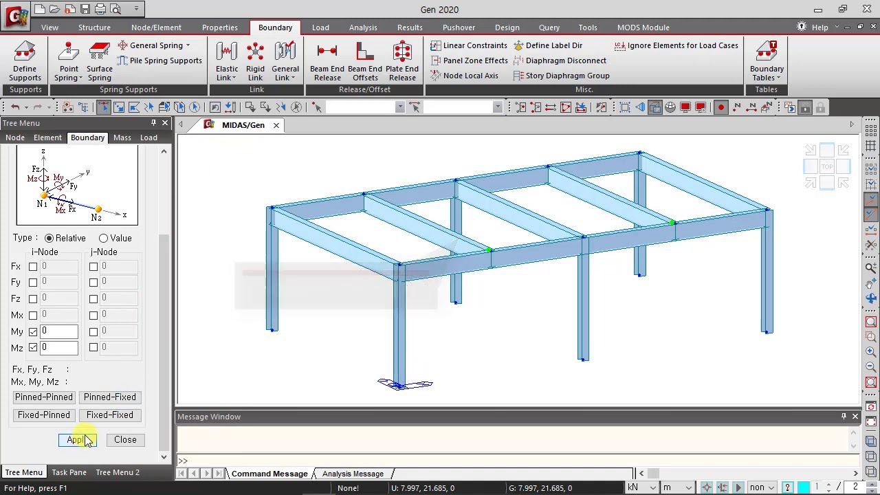 midas Gen 기능 소개 09 | 경계조건입력 - YouTube