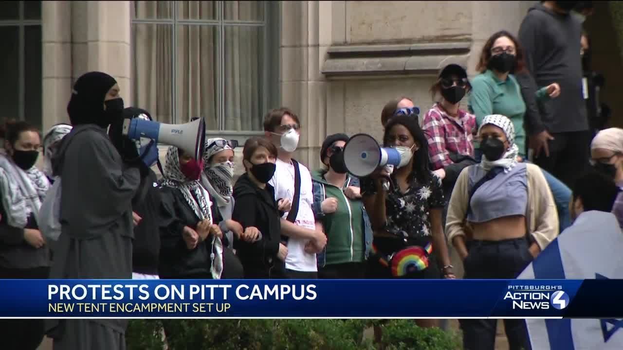 Pro-Palestine protest at University of Pittsburgh; 1 arrested for ...