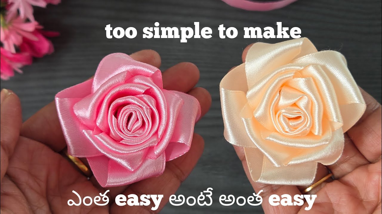Easy Ribbon Rose Tutorial | DIY Simple Flower Making for Beginners ...