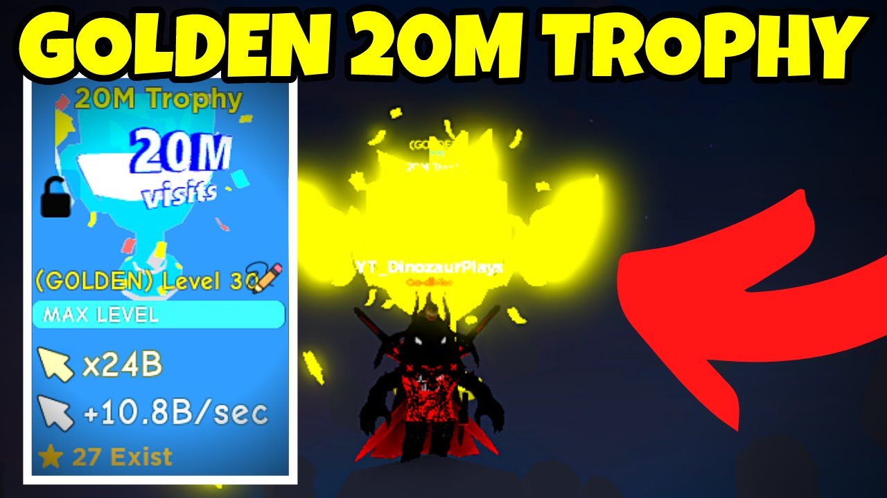 SHOWCASING THE NEW GOLDEN 20M TROPHY IN ROBLOX CLICKER SIMULATOR - YouTube