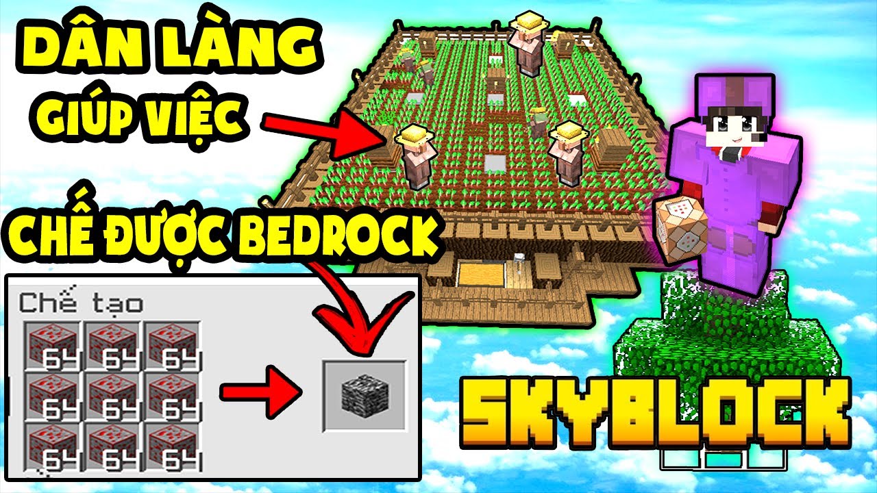 TÝ TIỀN TỈ - CHẾ TẠO ĐƯỢC BEDROCK VÀ DÙNG DÂN LÀNG GIÚP VIỆC - Minecraft SkyBlock Beyond #10 ...