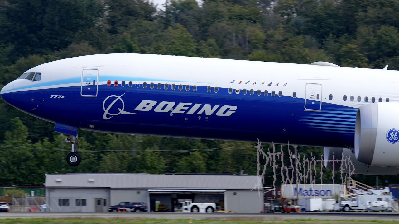 Boeing Company 777-9 Testbed 1 Landing At Boeing Field - YouTube