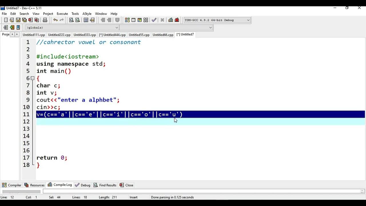 c++ program to input any alphabet and check whether it is vowel or not #7 - YouTube