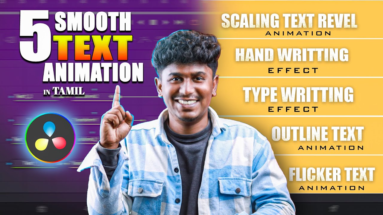 5 smooth text animation davinci resolve in tamil - YouTube