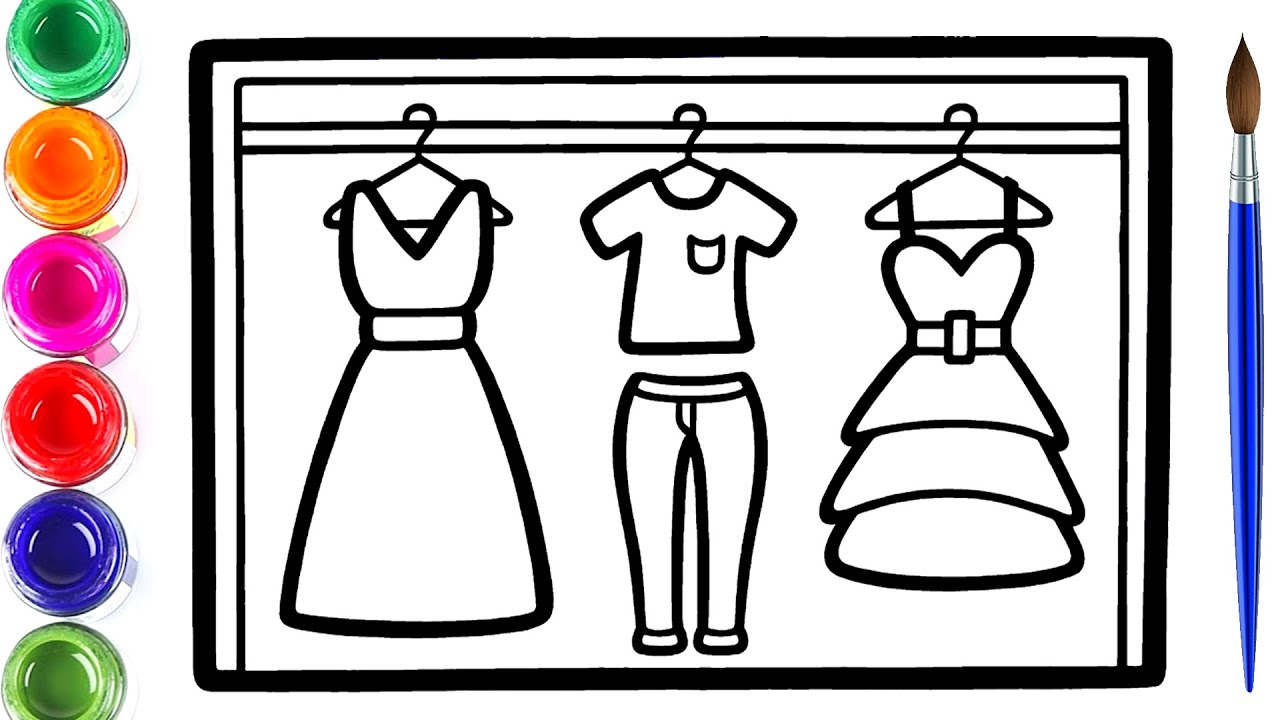 Bedroom Closet Drawing & Coloring For Kids | Kids Art | How To Draw ...