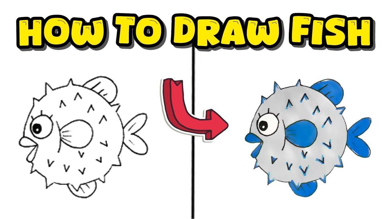 How to Draw a Fugu Fish Step by Step – Simple Sea Creature Drawing ...