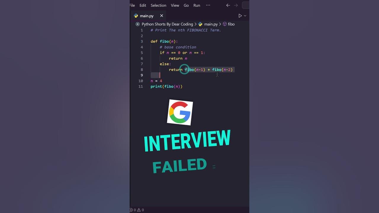 Python GOOGLE INTERVIEW FAILED! 😢 BUT WHY???😭 #python #coding #programming - YouTube