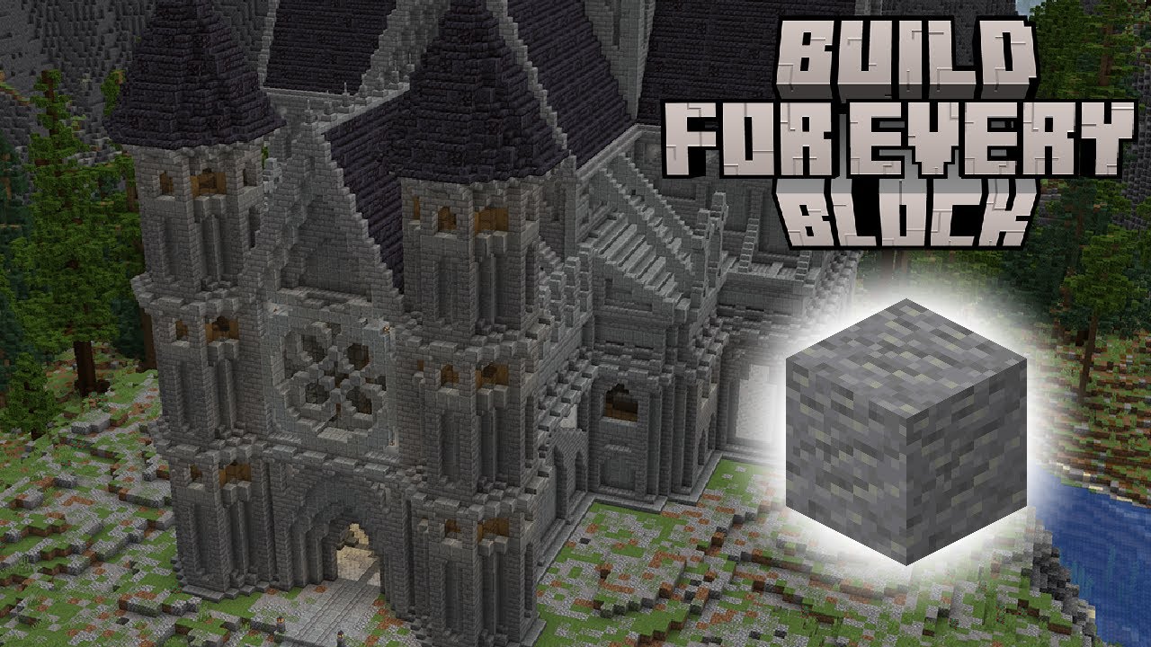 Minecraft Build for Every Block: Andesite Gothic Cathedral - YouTube