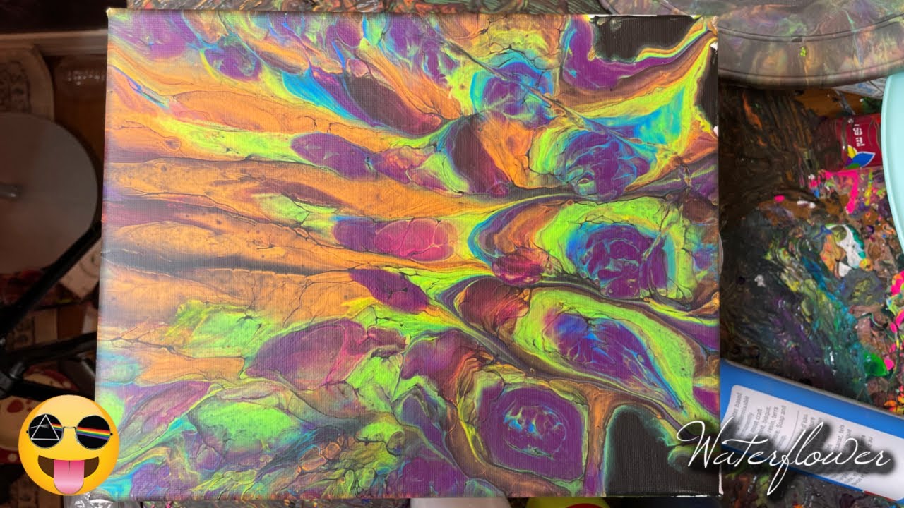 Reversed Colander Pour Technique Fluid Art | Acrylic Pour - YouTube
