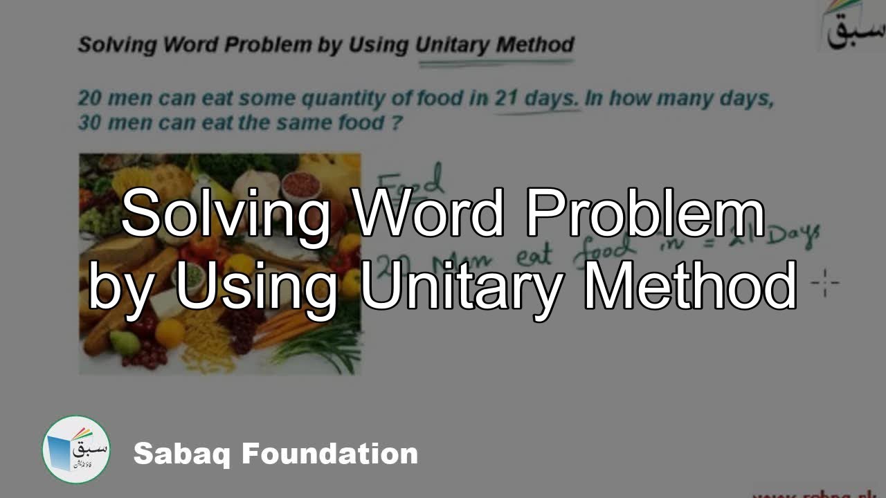 Solving Word Problem by Using Unitary Method, Math Lecture | Sabaq.pk ...