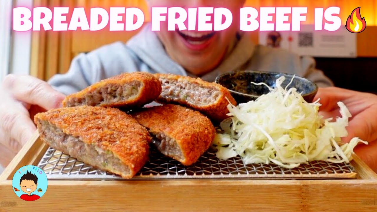 Japanese Menchi Katsu & Ribeye Steak Katsu - Kyoto Katsugyu - YouTube