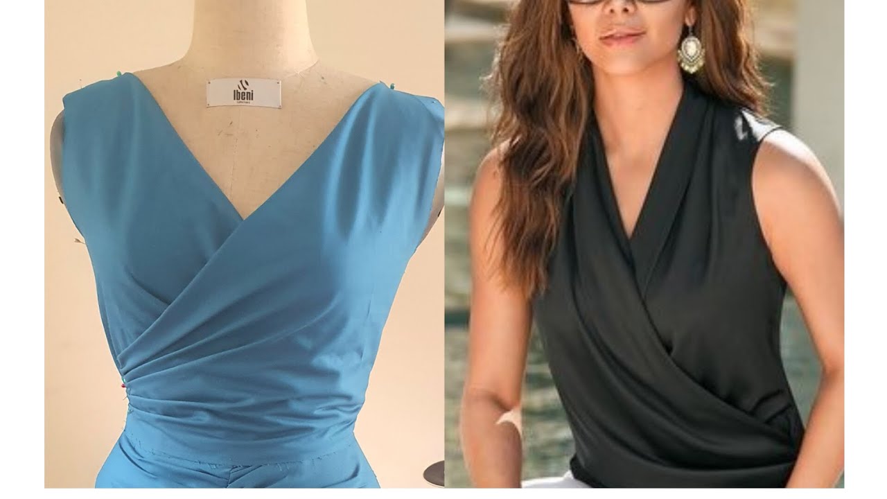 how to draft a draped wrap top - YouTube