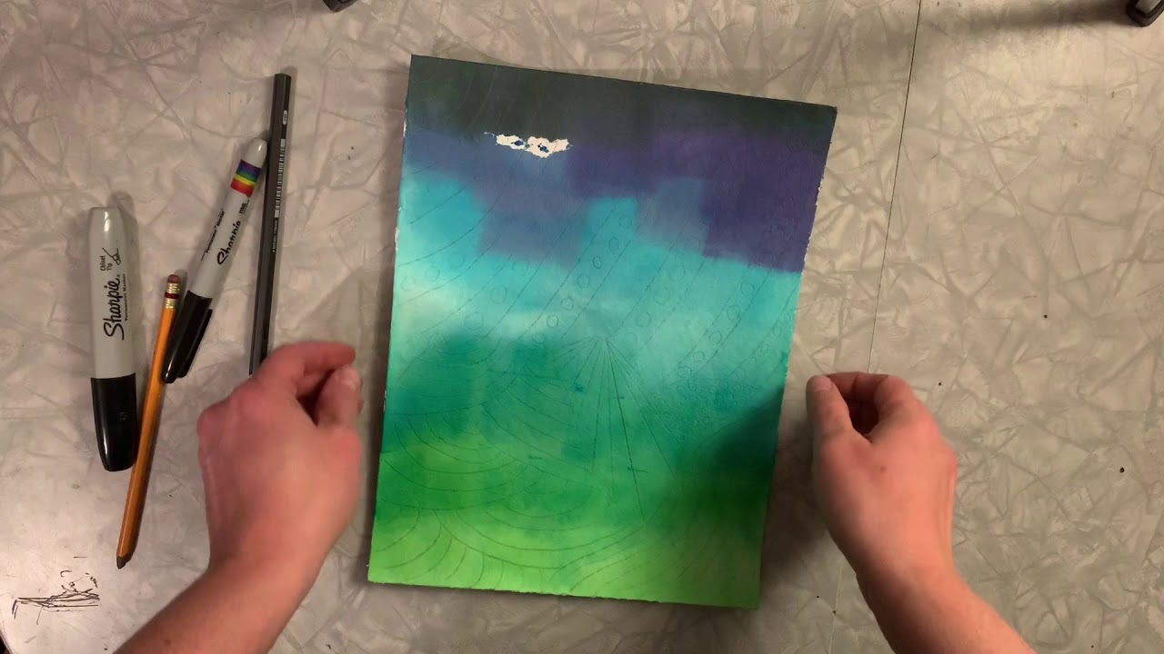 Colour bleeding tissue paper landscape #2 - YouTube