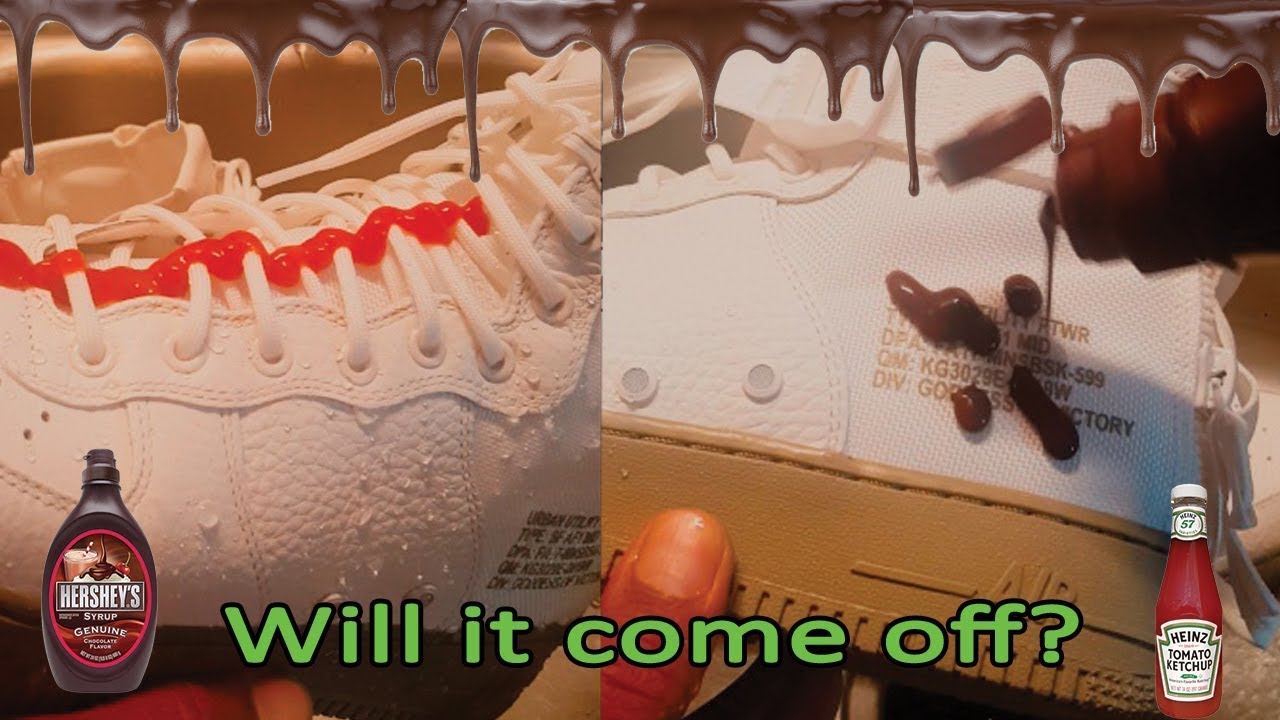The best shoe repellent - pour ketchup & chocolate on white shoes - YouTube