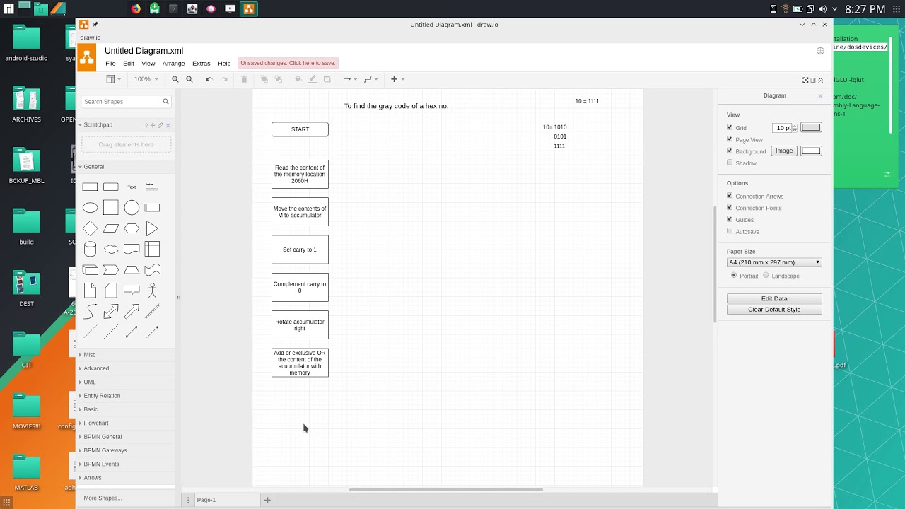 PART 3: PROGRAM TO CONVERT A BINARY NUMBER TO ITS GRAY CODE IN 8085 JUBIN SIMULATOR USING LINUX ...